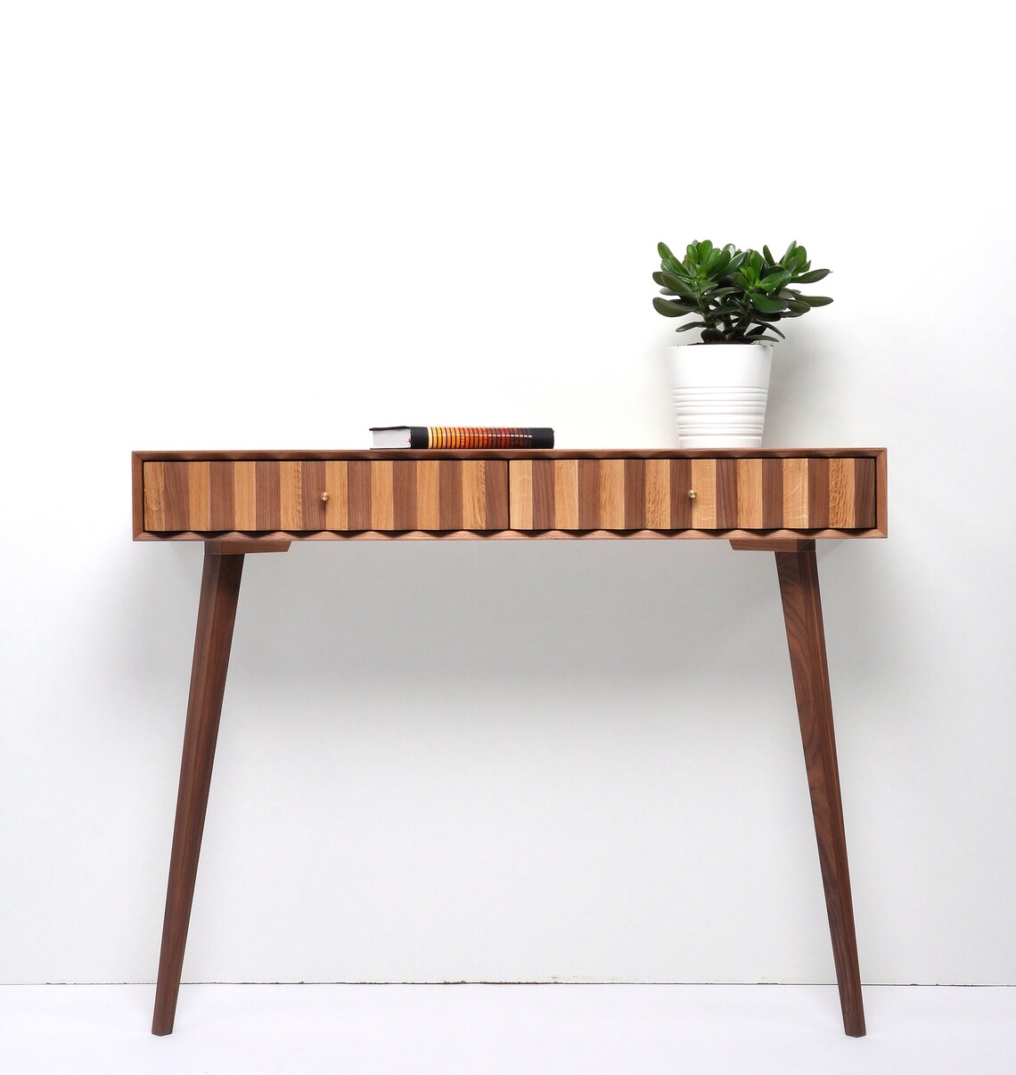 Console Hallway Table Walnut Wood and Oak Wood Entryway Table | Etsy