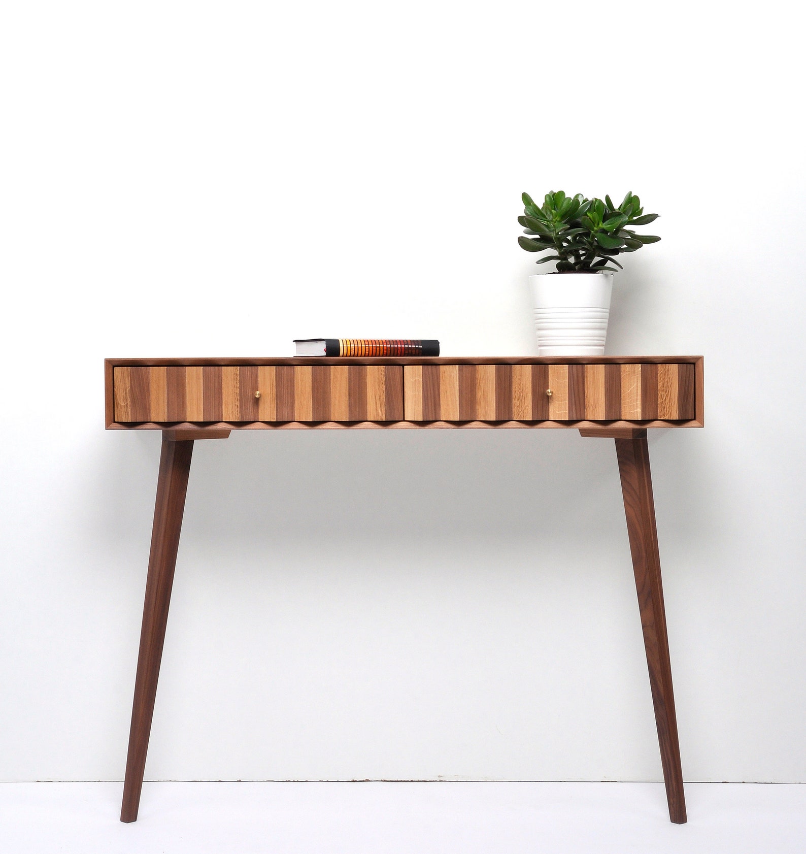 Console Hallway Table Walnut Wood and Oak Wood Entryway Table | Etsy