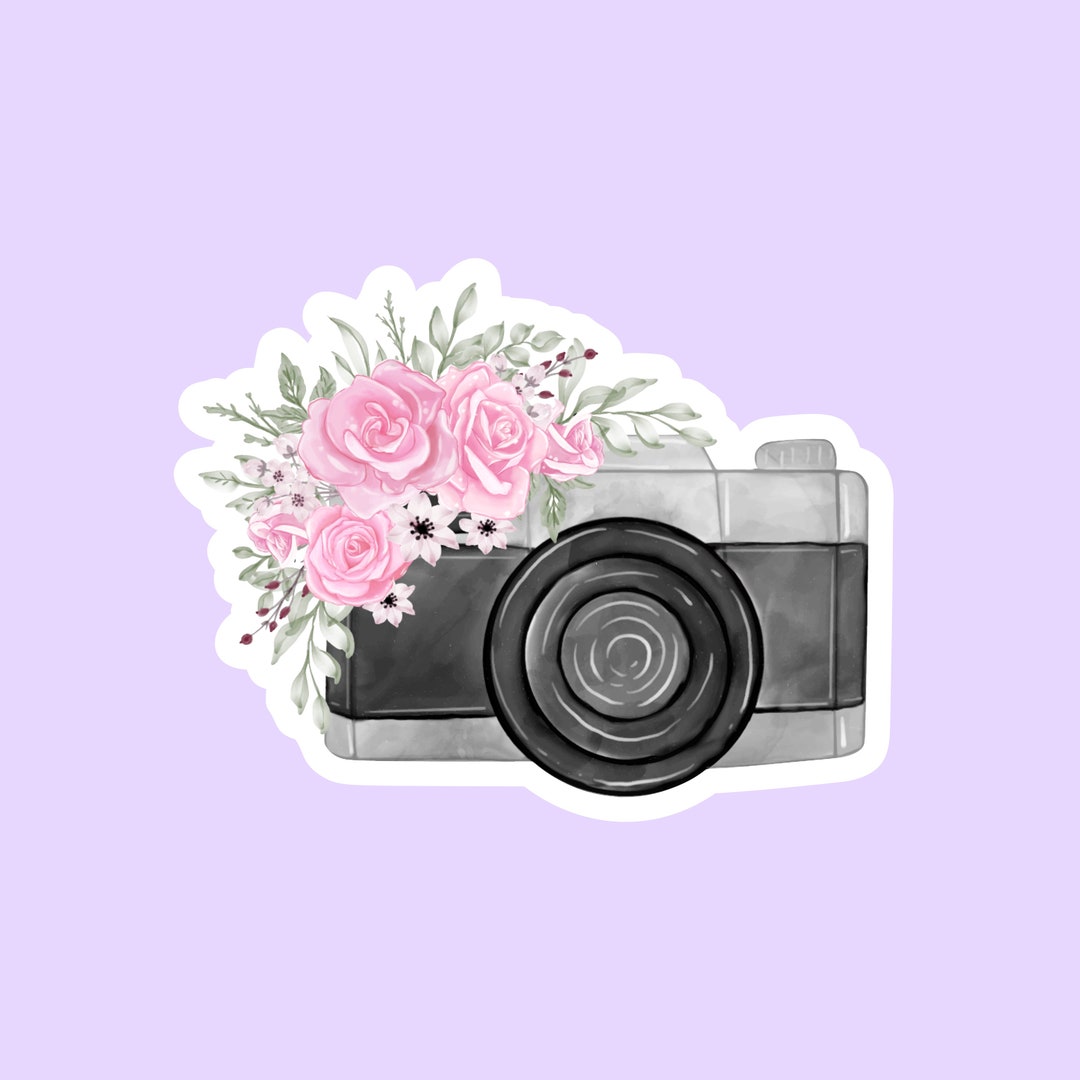 Floral Camera Sticker, Photographer Sticker, Vintage Camera Sticker ...