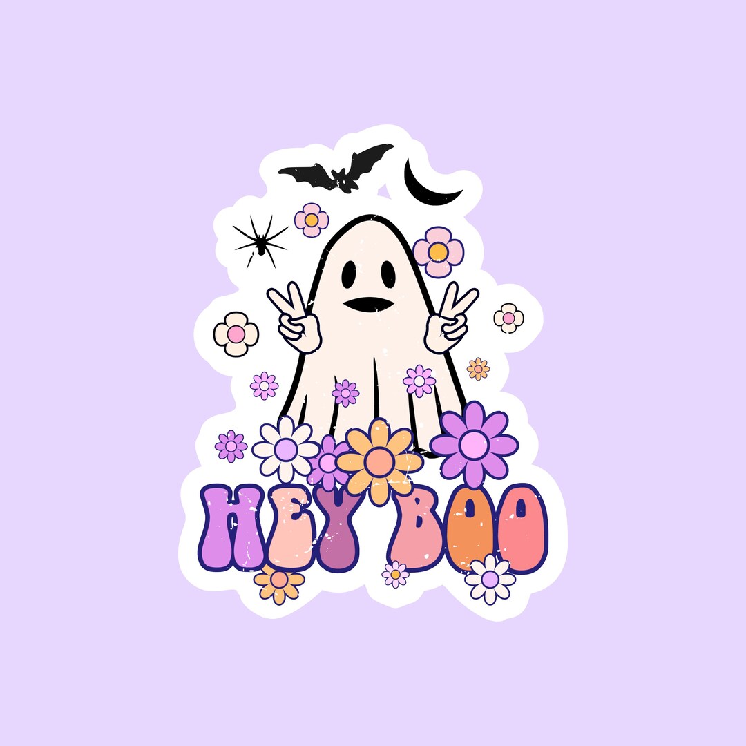 Hey Boo Ghost Sticker, Spooky Halloween Sticker, Funny Laptop MacBook ...