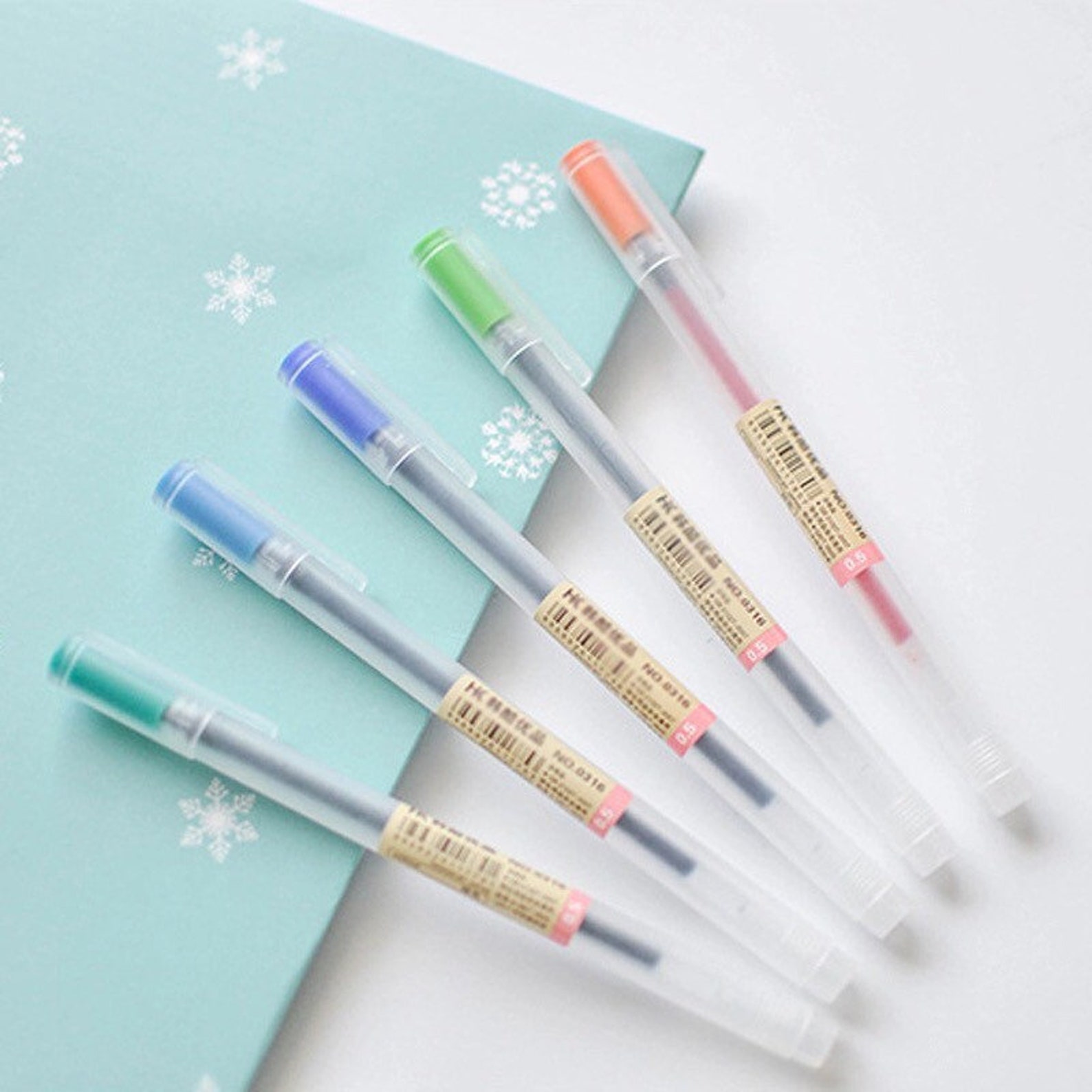 12 Pcs Set Gel Pens 0.5mm Multi-colored Muji Style Pen School - Etsy