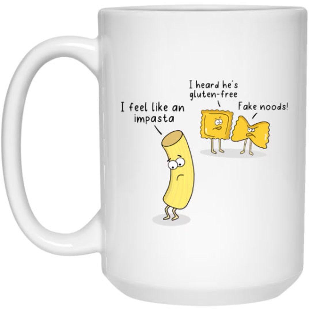 Funny Cartoon Impasta Mug Celiac Disease Gift Coffee Cup Fake - Etsy