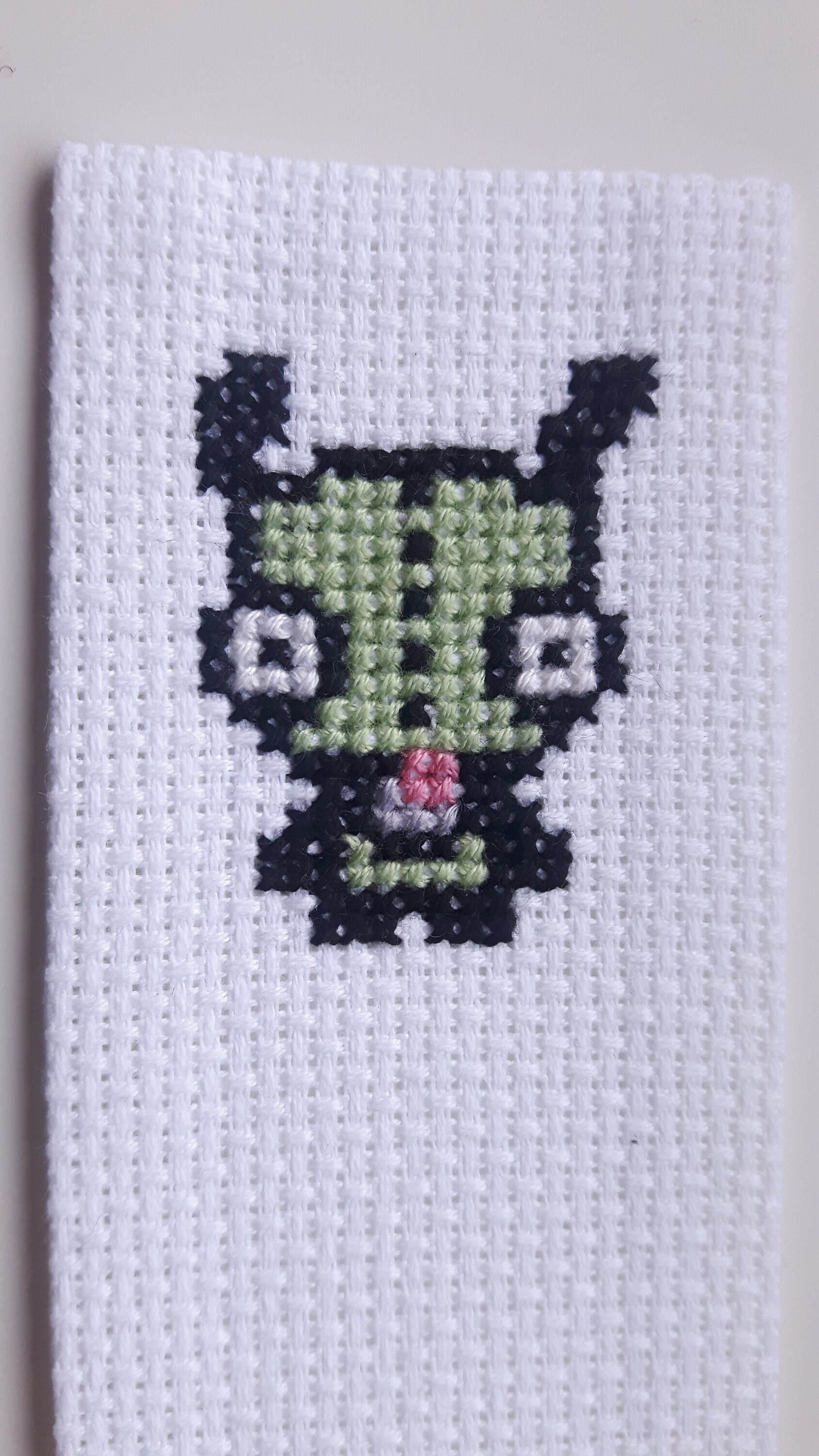 Bookmark With Gir From Invader Zim Cross Stitched - Etsy Denmark