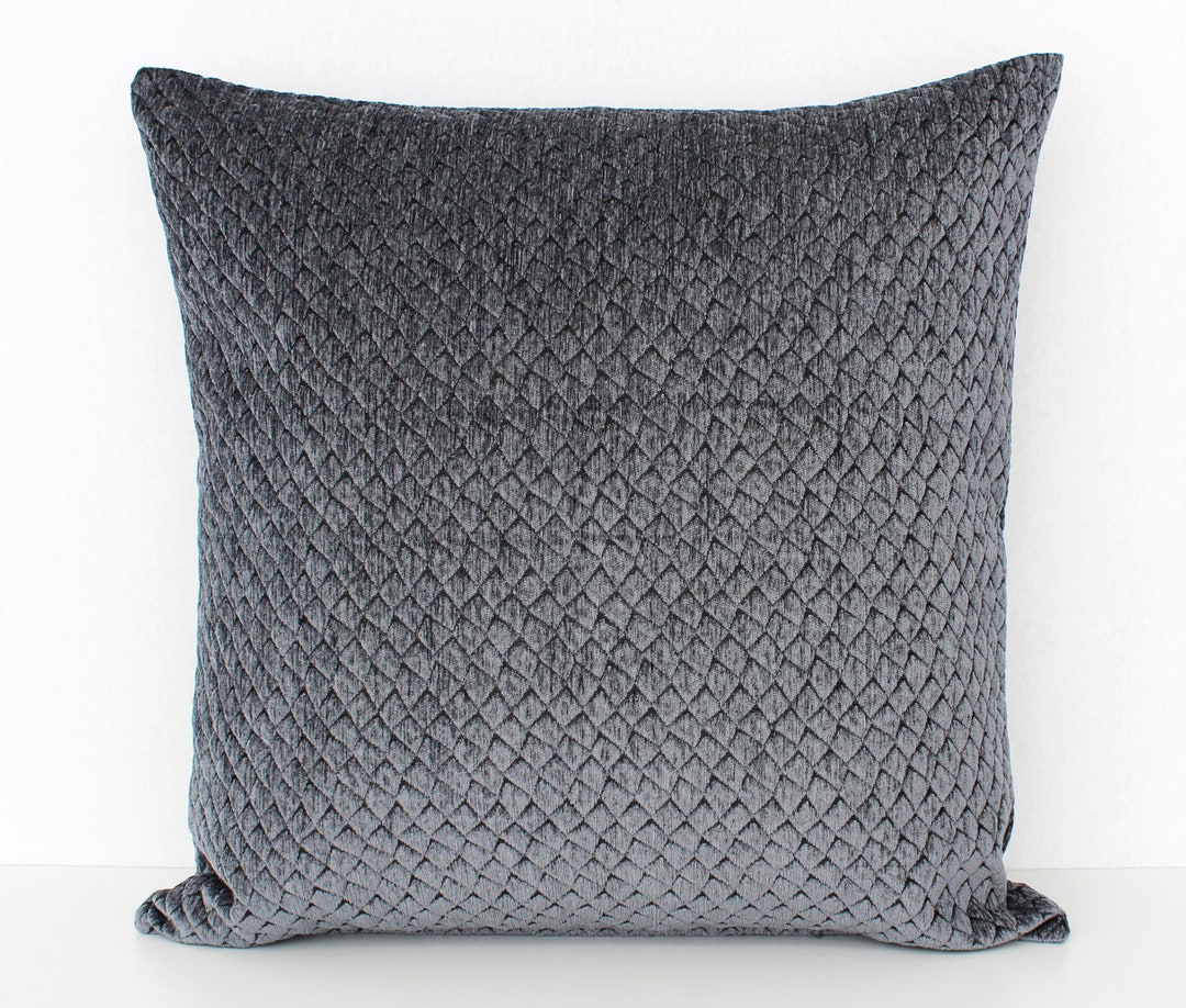 Grey Throw Pillow Textured Charcoal Gray Pillow Cover Grey - Etsy