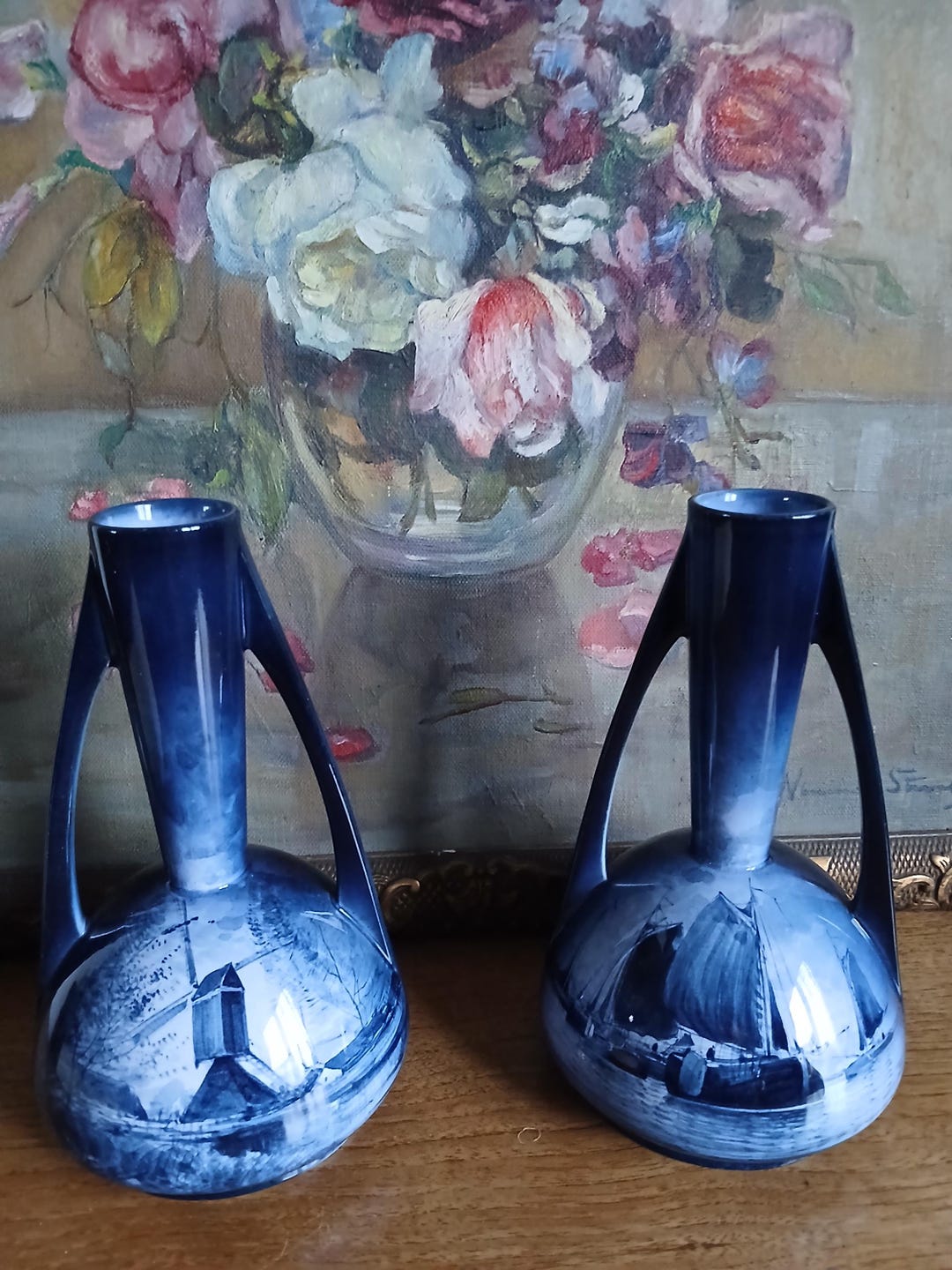 Societe Ceramique Art Nouveau Delft Blue Vases Henry Breetvelt Ca 1905 ...