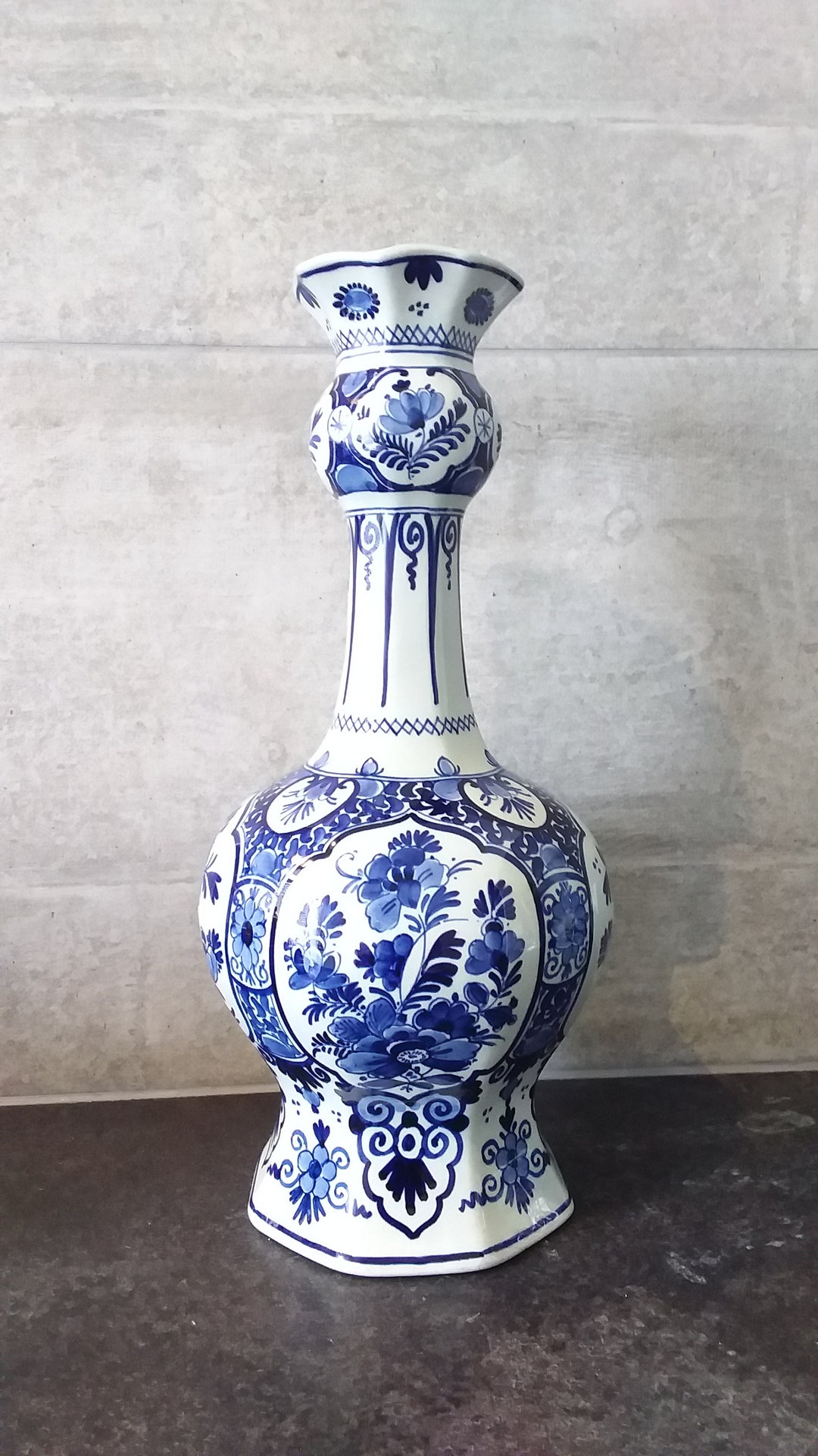 Porceleyne Fles Royal Delft Large Knob Vase 1920 - Etsy