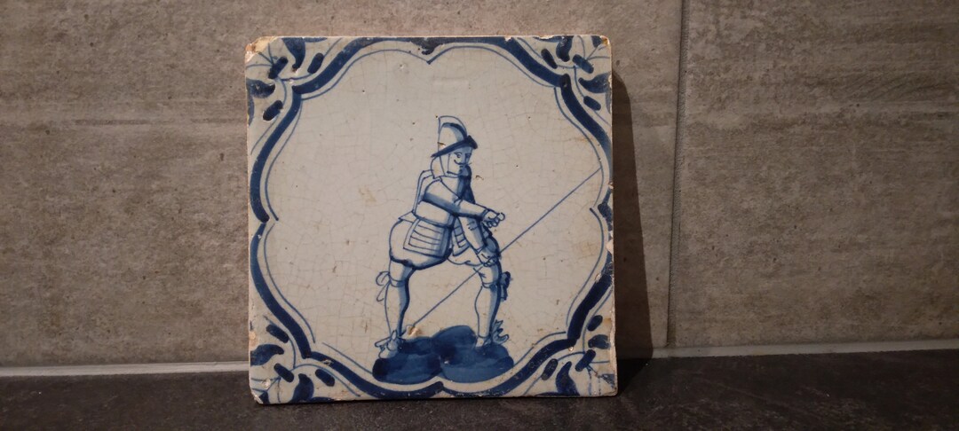 Antique Delft Blue Musket Tile With Wanli Corner Decor, Ca 1625 - Etsy