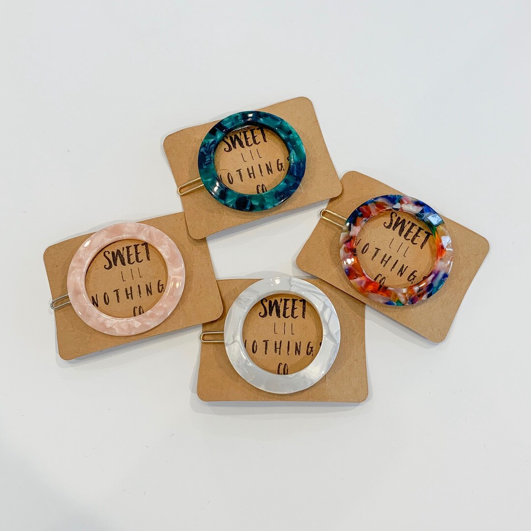 Shell Clips for Women / Acrylic Hair Clips / Round Hair Clips / Circle ...