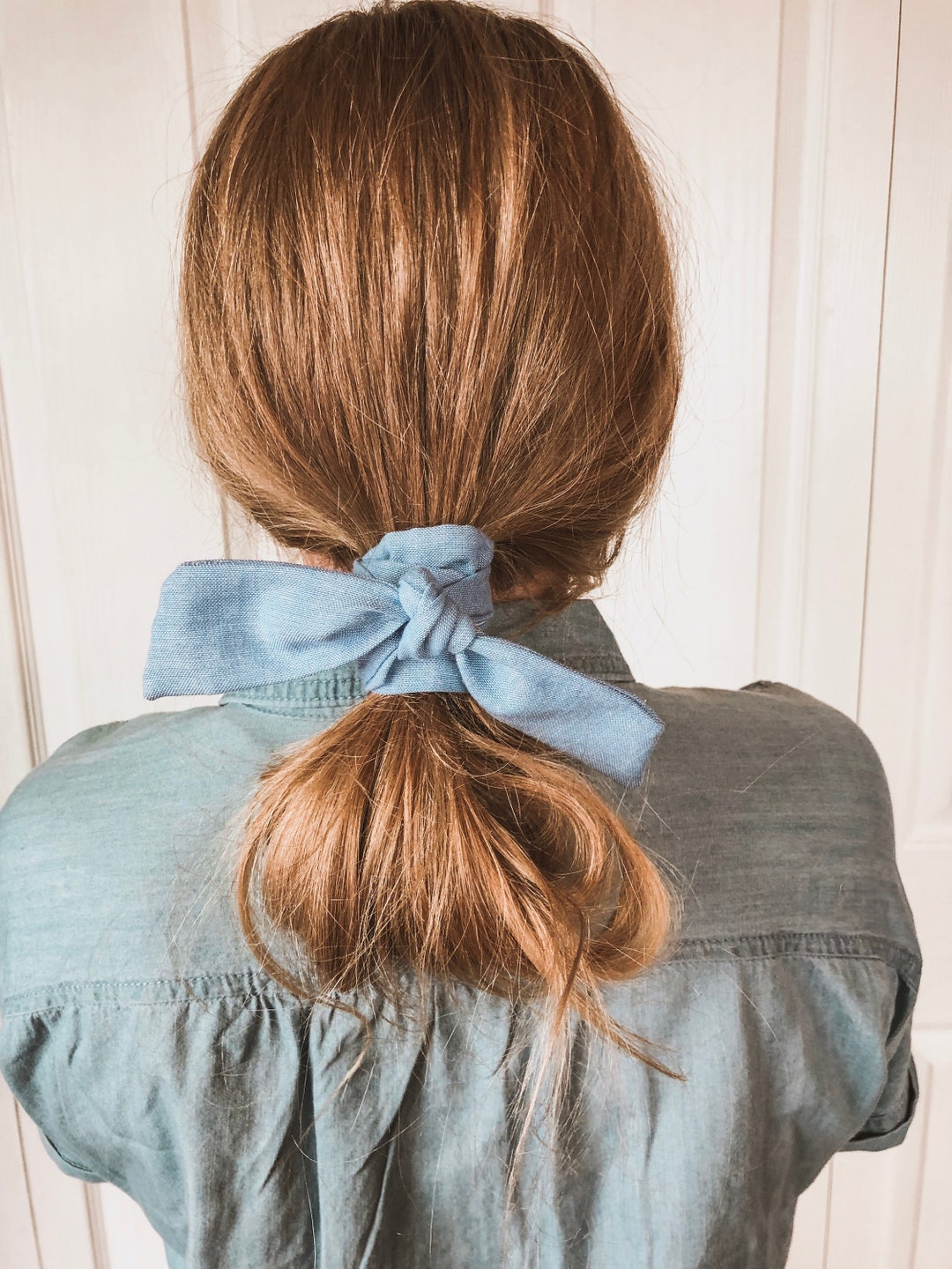 Baby Blue Hair Scarf for Ponytail, Ponytail Hair Bandana, Cotton Hair ...