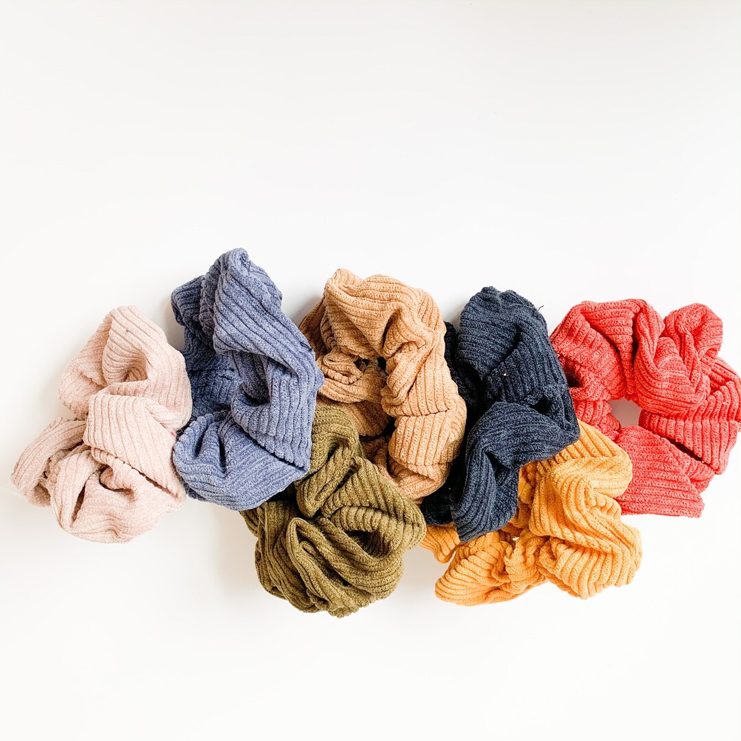 Corduroy 2-pack Hair Scrunchie Combo Pack, Solid Hair Scrunchie ...