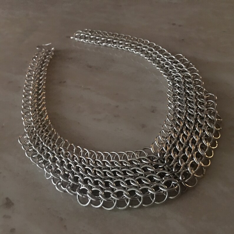 Large Silver Necklace Chainmail Chain Mail Chainmaille | Etsy