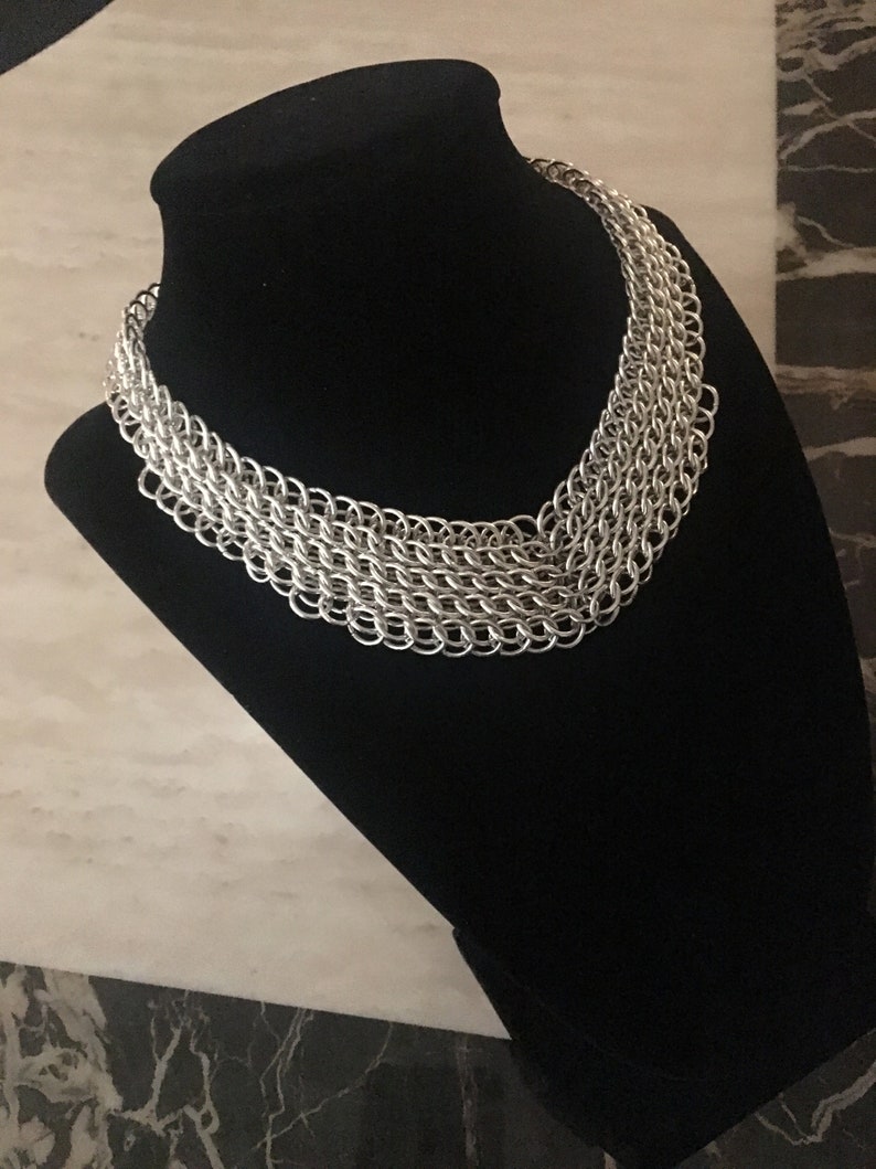 Large Silver Necklace Chainmail Chain Mail Chainmaille | Etsy