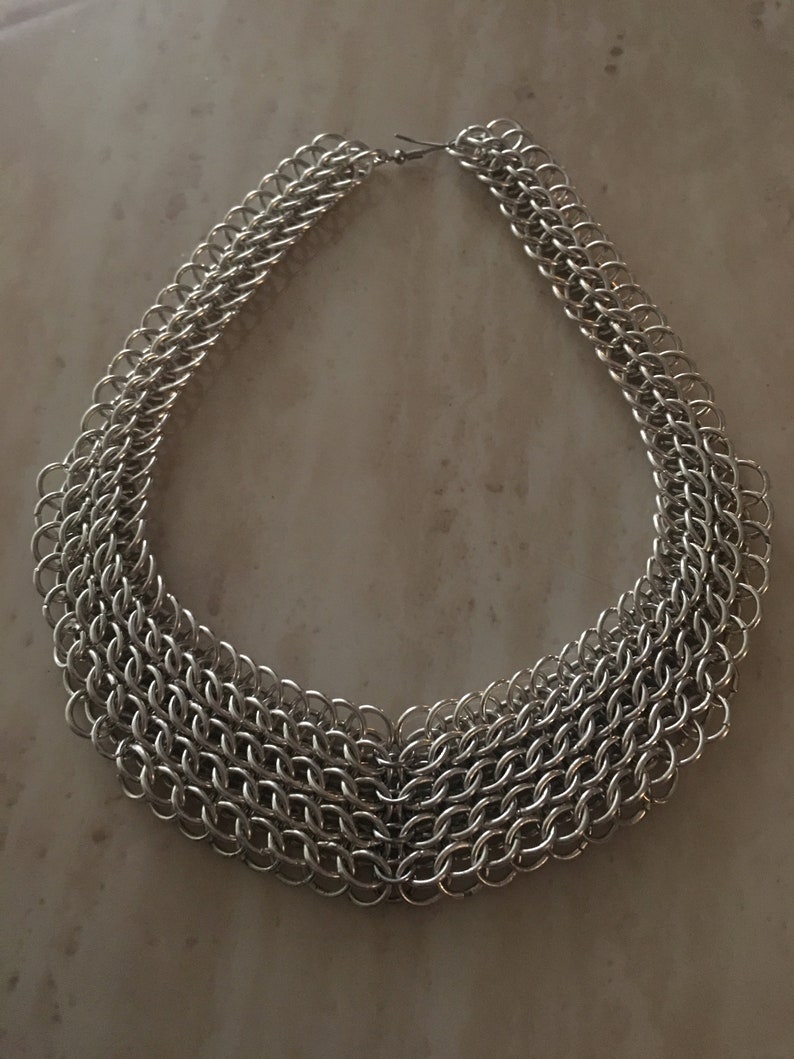 Large Silver Necklace Chainmail Chain Mail Chainmaille - Etsy