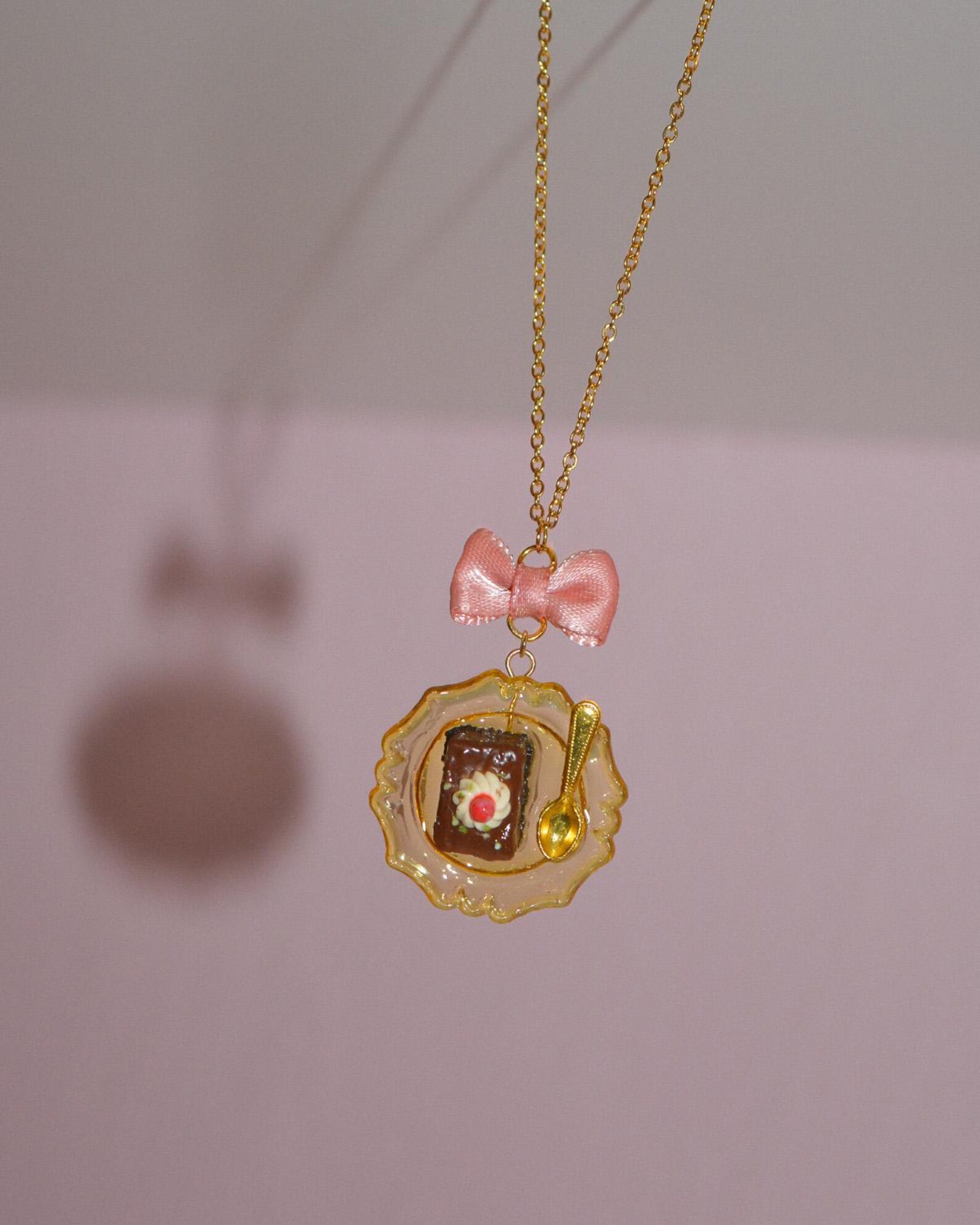Vintage Style Chocolate Cake Necklace: Handmade Polymer Clay Dessert ...