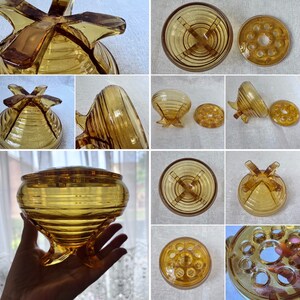 Vintage Sowerby Art Deco 1930 Pressed Brown Yellow Amber Glass Milk Jug ...