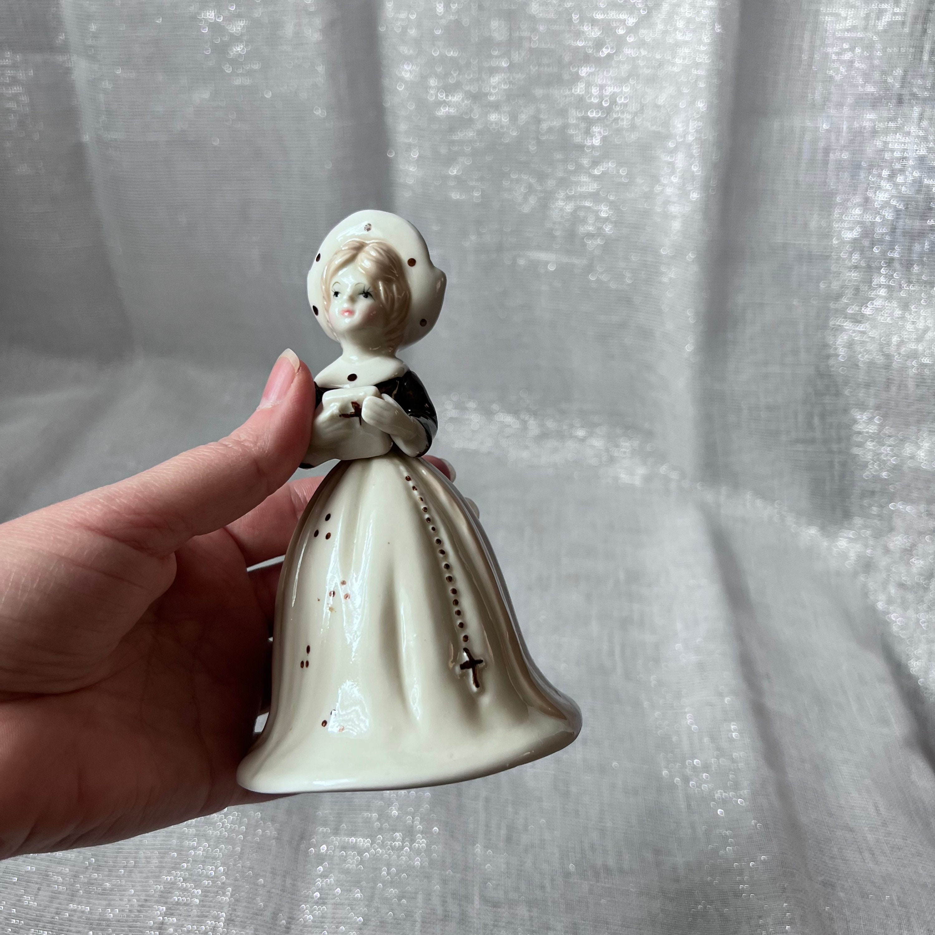 Vintage Brinn & Co Girl With Prayer Book Figurine Bell White - Etsy