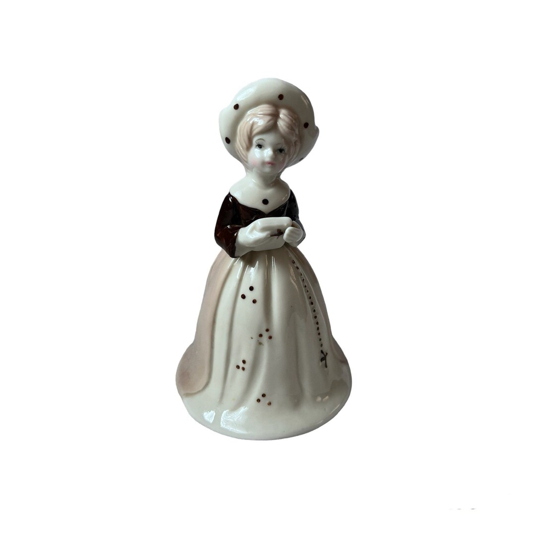 Vintage Brinn & Co Girl With Prayer Book Figurine Bell White Brown ...