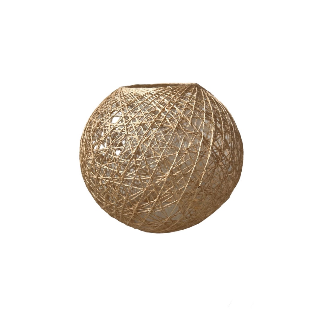 Abaca Beige Wicker Rattan Small Sphere Ball Round Lampshade Cocoon ...