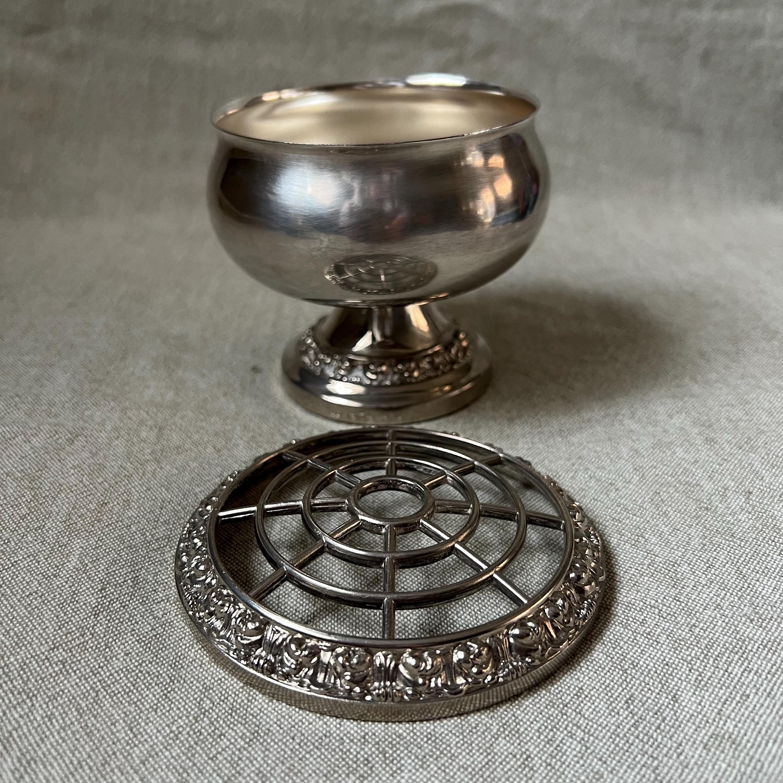 Vintage Small Silver Plated Lanthe Rose Bowl With Mesh Footed Vase ...