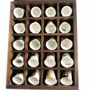 20 Vintage Decorative Sewing Thimbles in Case Display Shelf Showcase ...
