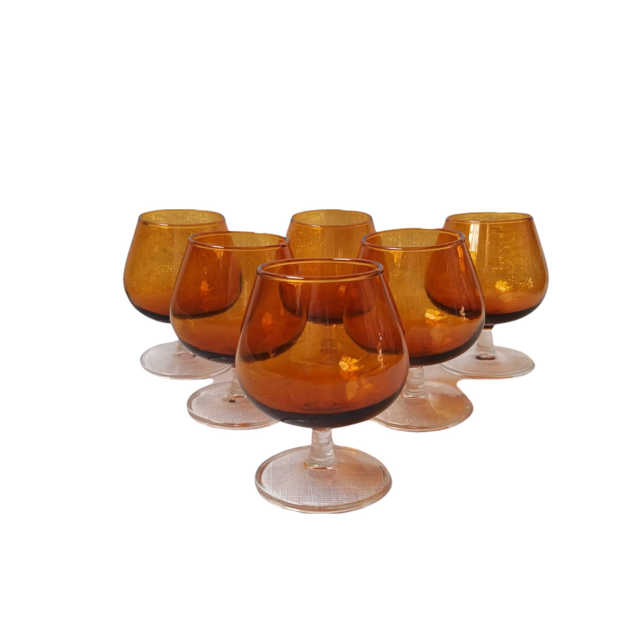 Vintage Finelsa Spain Amber Orange Glass Top Clear Base Set of - Etsy