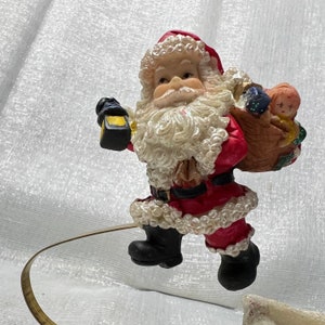 Vintage Hand Painted Resin Glitter Brass Springy Santa Claus Rooftop by ...