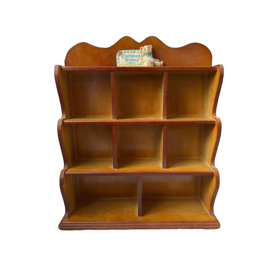Vintage Enesco Cherished Teddies Display Shelf: Wooden ABC Case With ...