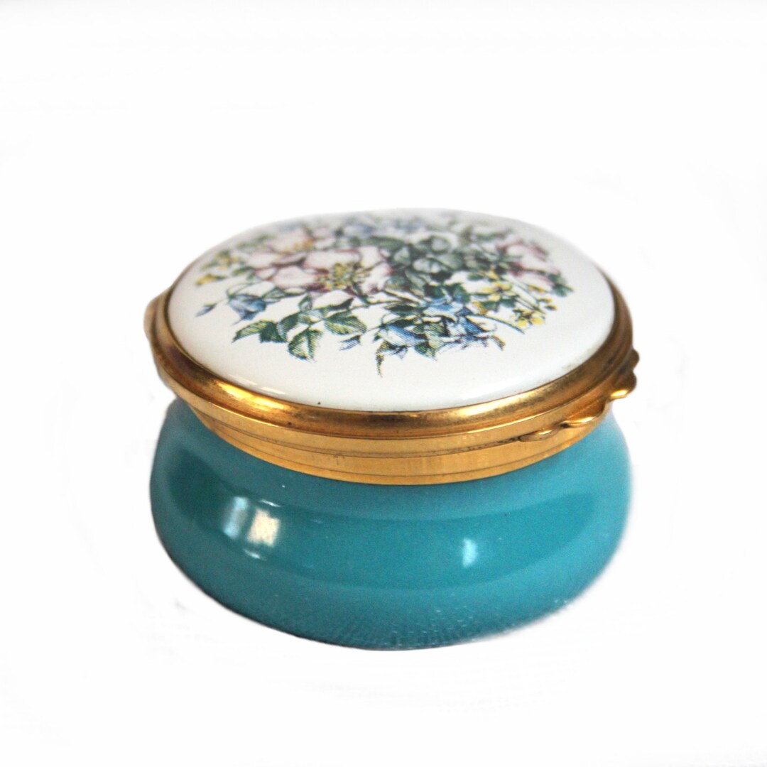 Vintage Kingsley Enamels Worcestershire England Teal Turquoise Blue ...