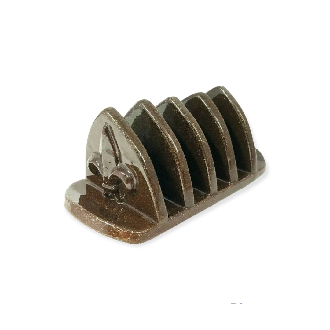 Vintage Toast Holder Brown Glazed Terracotta Rack Royal Heraldic Lily ...