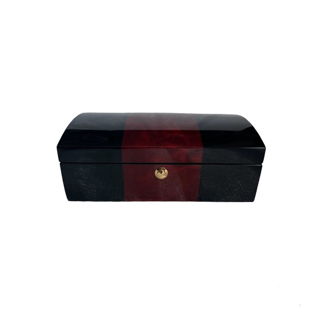 Vintage Leathersmith of London Lacquered Brown Wooden Jewellery Box ...