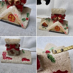 Vintage Hand Painted Resin Glitter Brass Springy Santa Claus Rooftop by ...