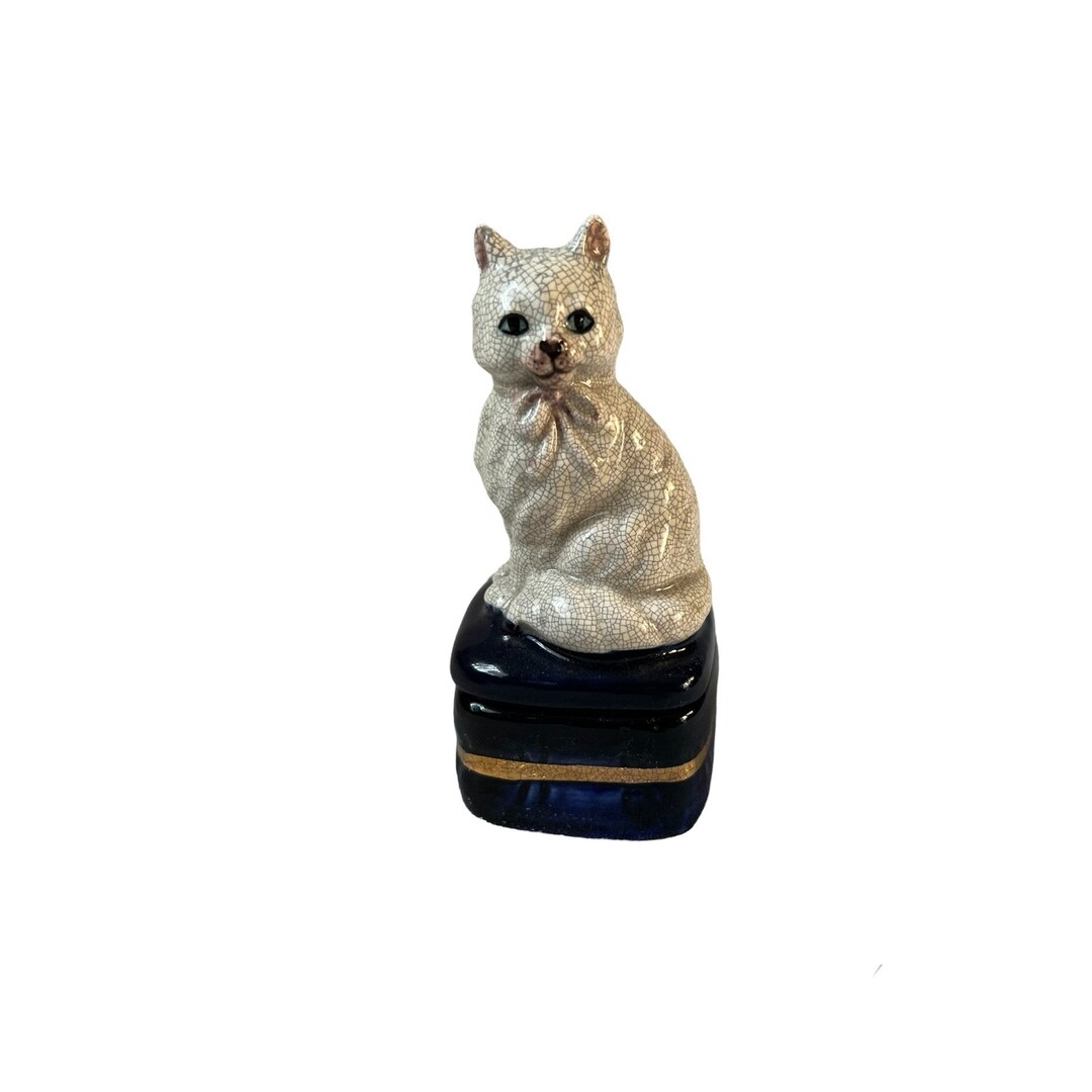 Vintage Japanese Crackle Glaze White Cat Figure Sculpture Statue ...