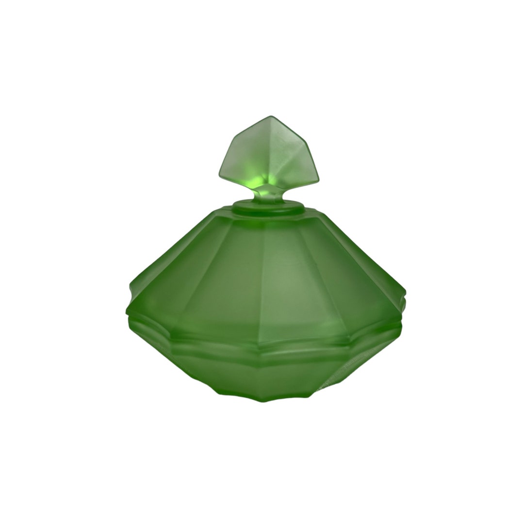 Vintage Uranium Frosted Depression Glass Bagley Style Art Deco Green ...
