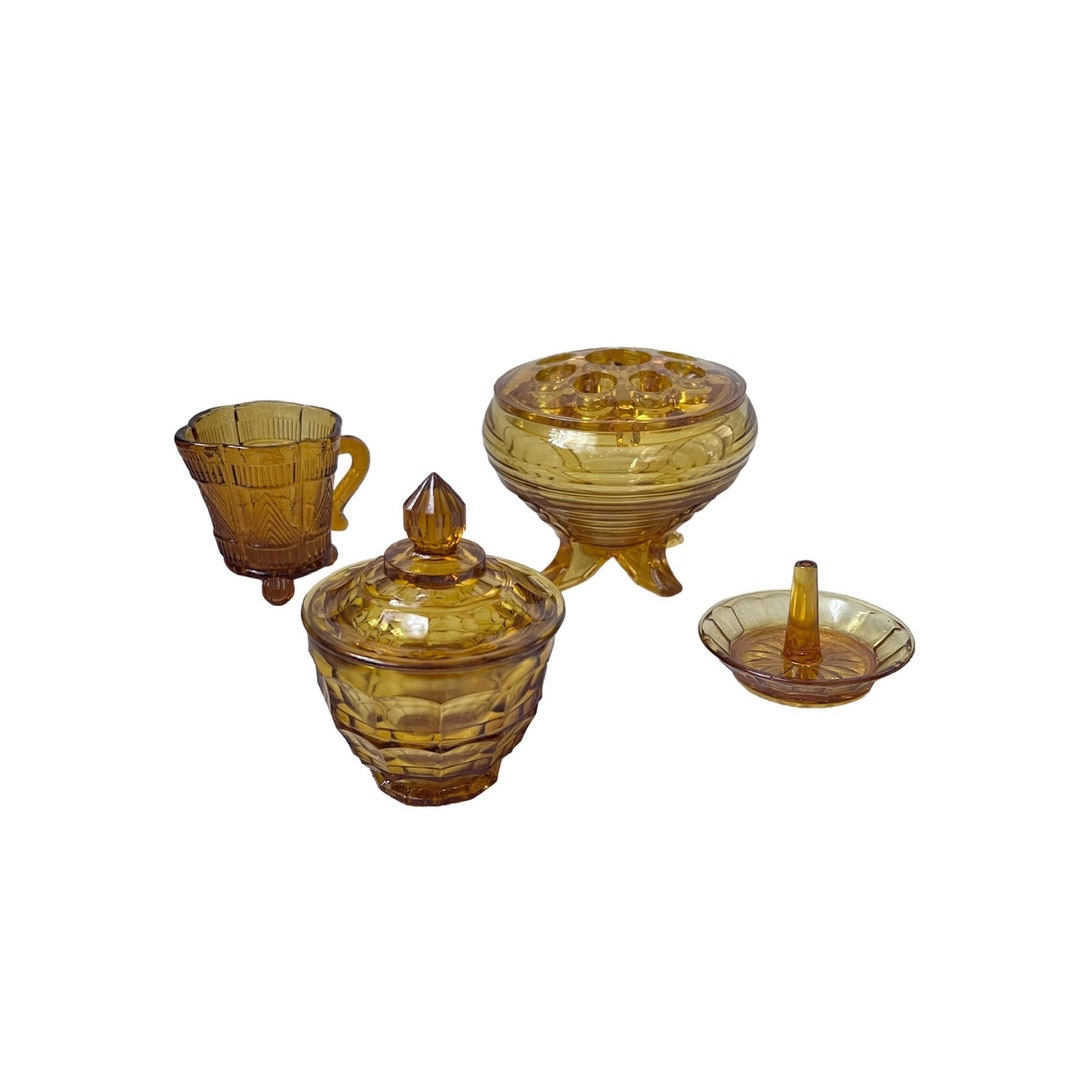 Vintage Sowerby Art Deco 1930 Pressed Brown Yellow Amber Glass Milk Jug ...