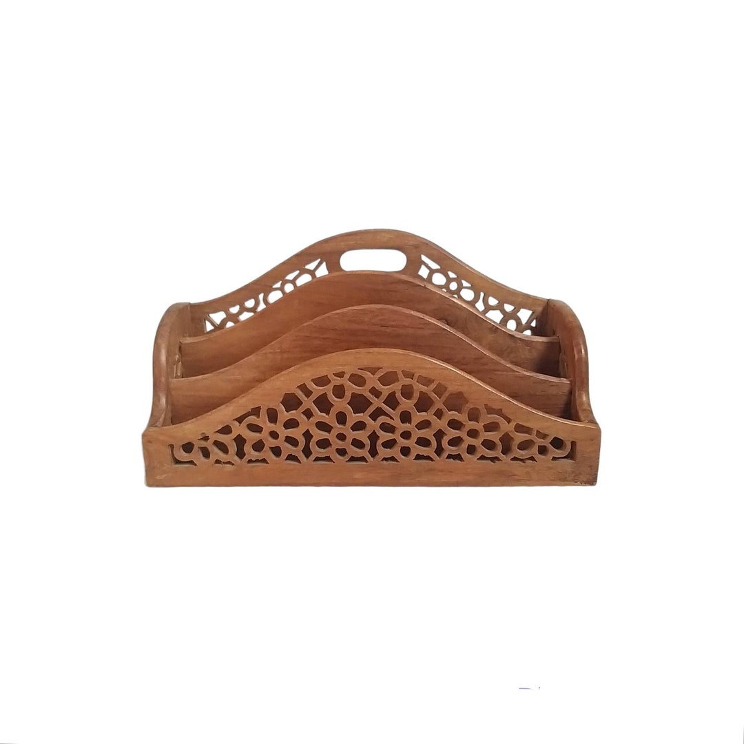 Vintage Cut Out Pattern Letter Rack Paper Holder Letter Keeper Office ...