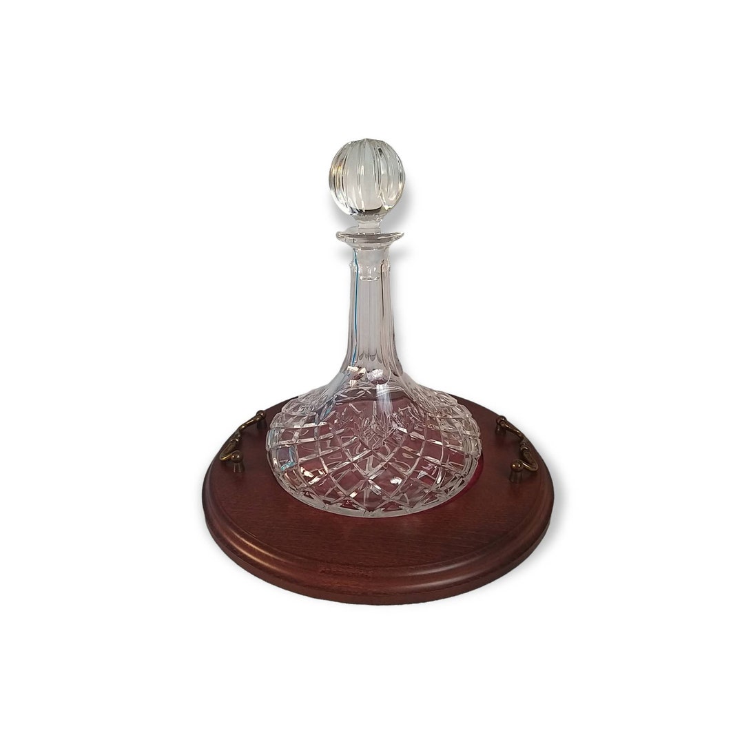 Vintage Brandy Cut Diamond Galway Crystal Glass Ship Decanter on Round ...