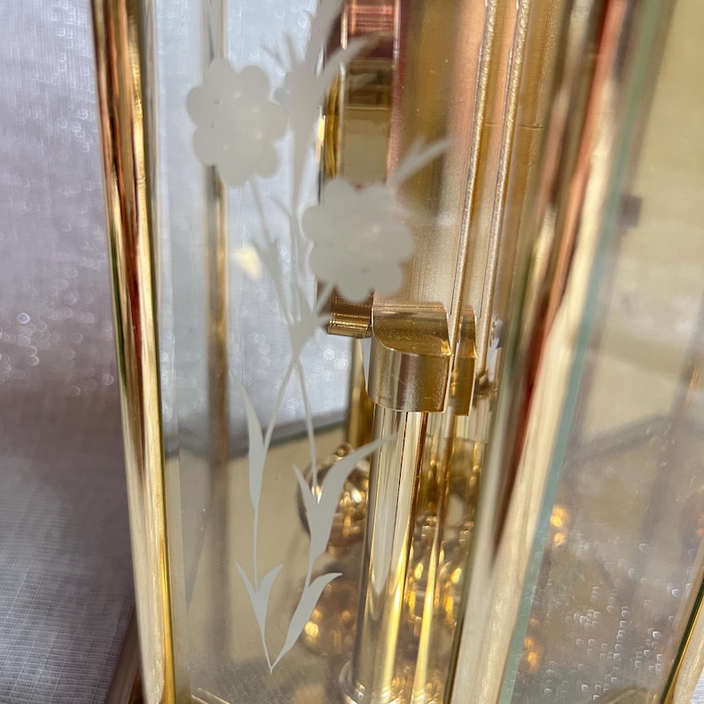 Vintage Staiger German Brass Carriage Clock – Etched Glass, Revolving ...