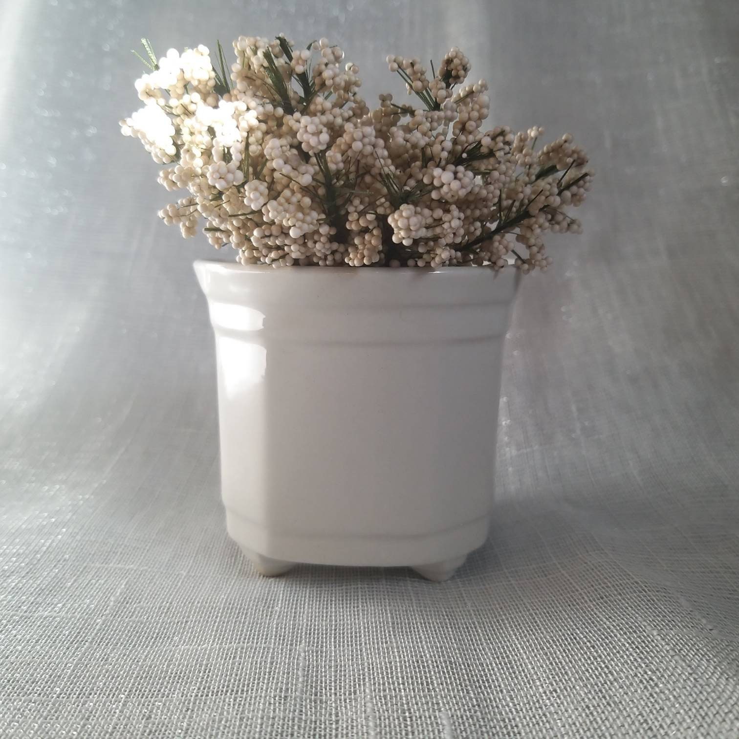 Vintage Small White Planter Ceramic Plant Pot Home Flowers - Etsy