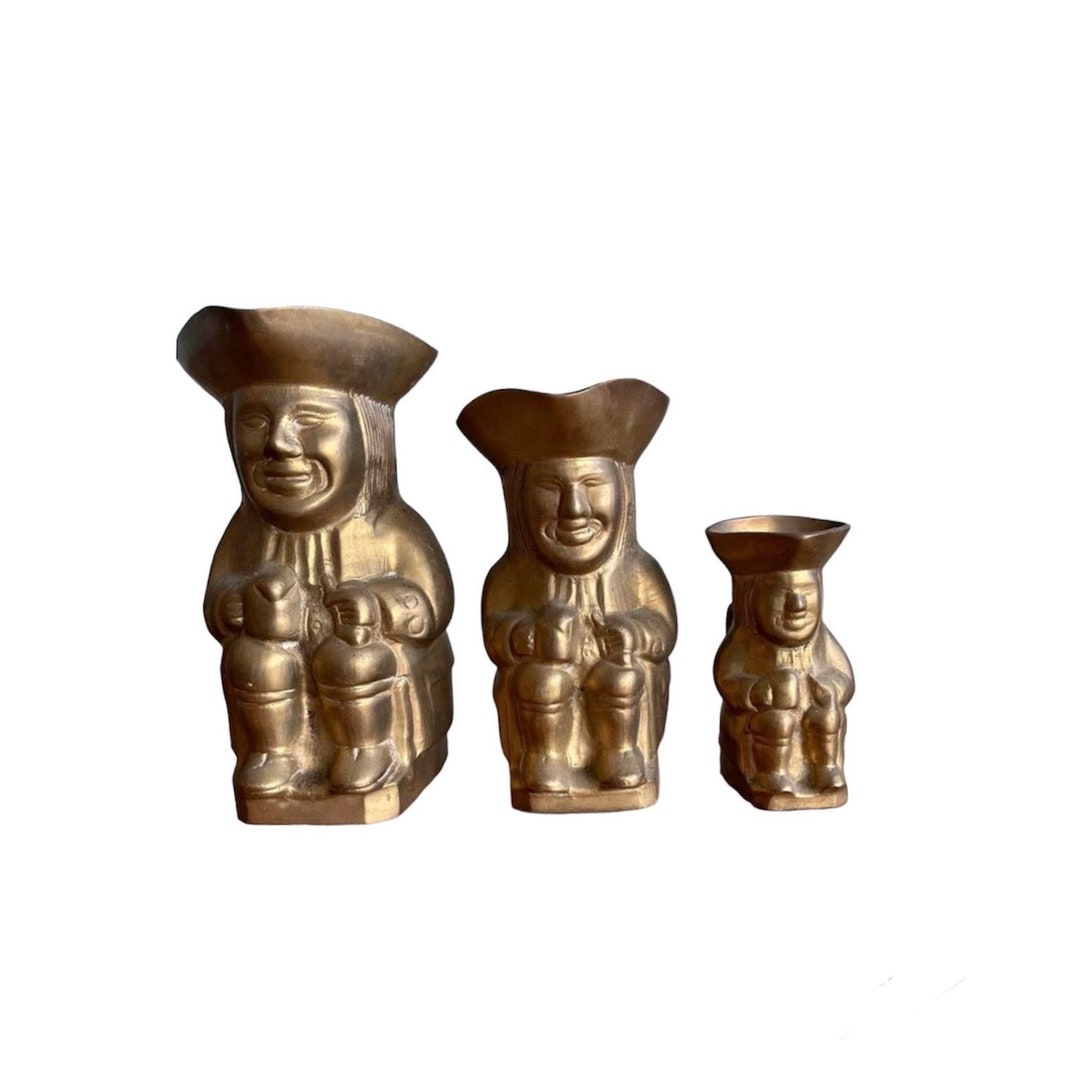 3 X Vintage Toby Jug Decorative Solid Brass Mug Tankard Pint Fillpot ...