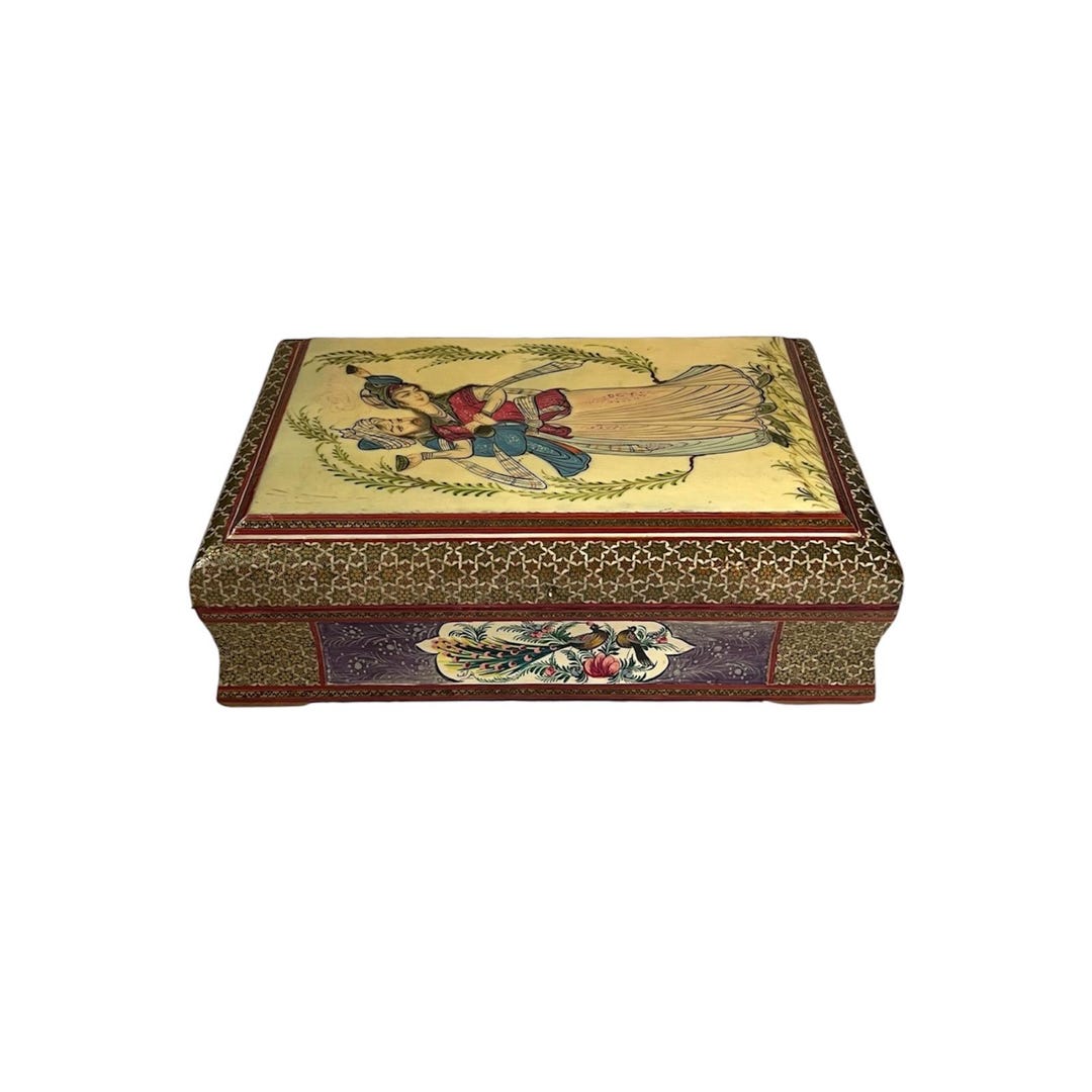 Vintage Oriental Persian Mughal Large Wooden Marquetry Khatam ...