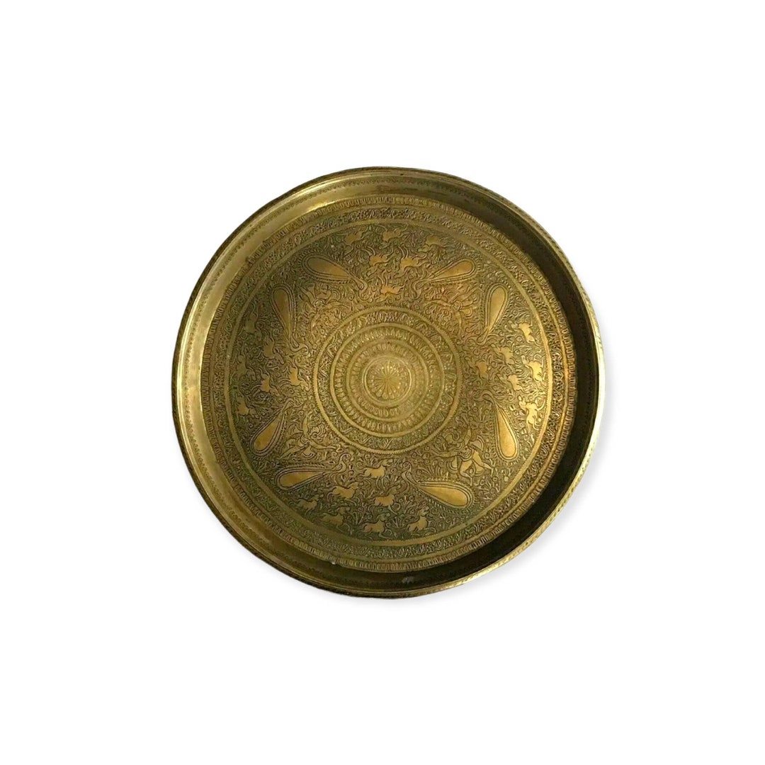 Vintage Brass Hand Chased Shiva & Dogs Patterned Moorish Mughal Indo ...