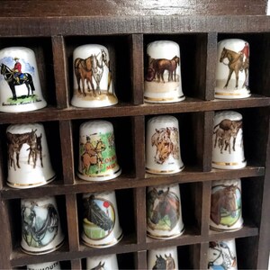 20 Vintage Decorative Sewing Thimbles in Case Display Shelf Showcase ...