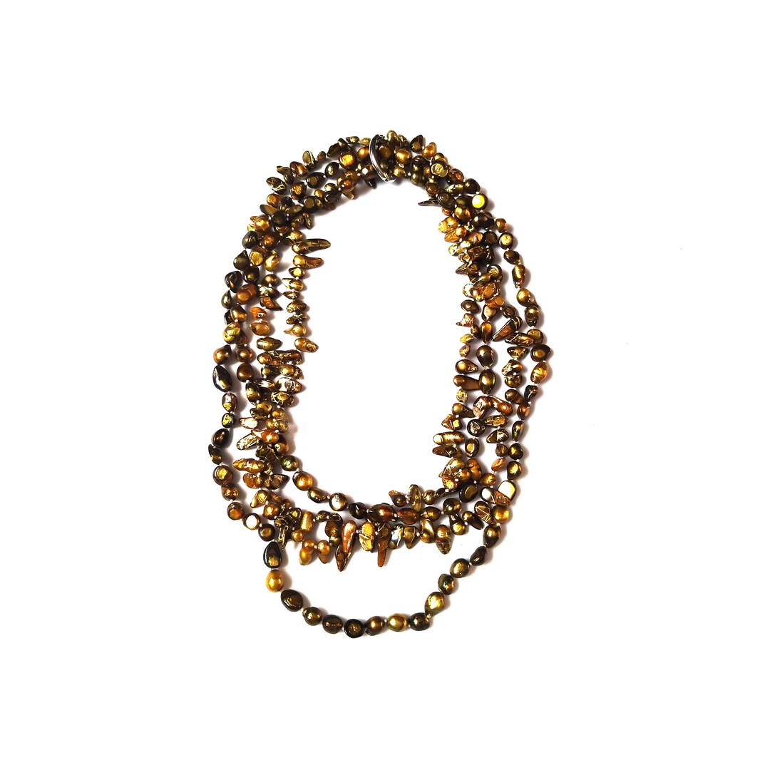 Vintage Keshi Petal Freshwater Baroque Gold Golden Pearl Necklace ...
