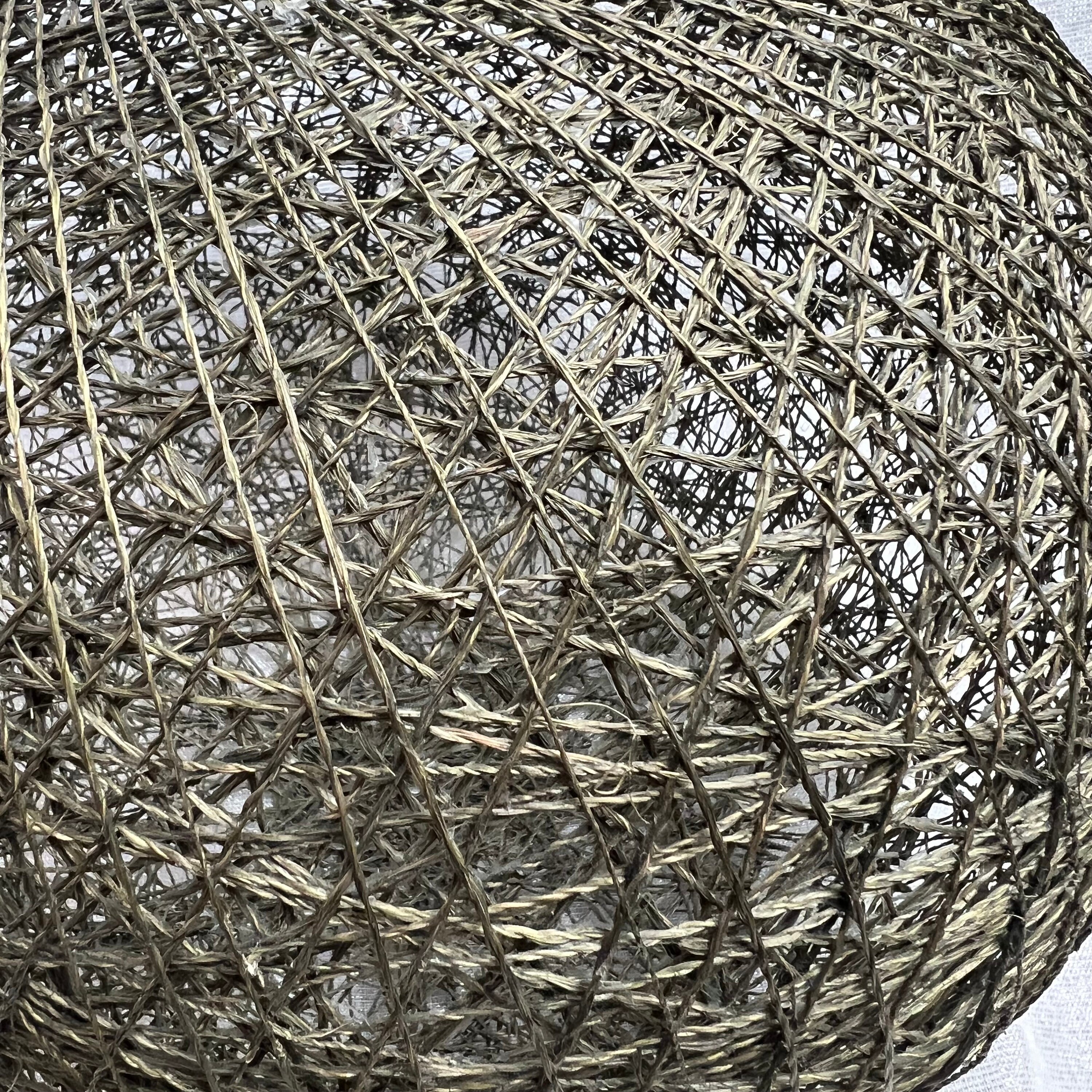 Vintage Abaca Olive Green Wicker Rattan Sphere Ball Round Lampshade ...