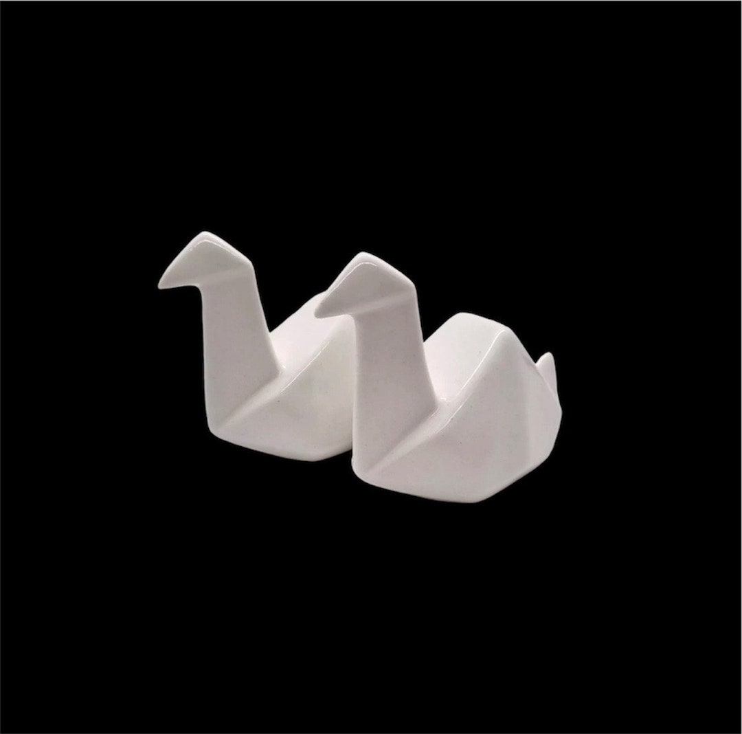 Salt and Pepper Shakers Cruet Set Pots White Ceramic Origami Swans ...