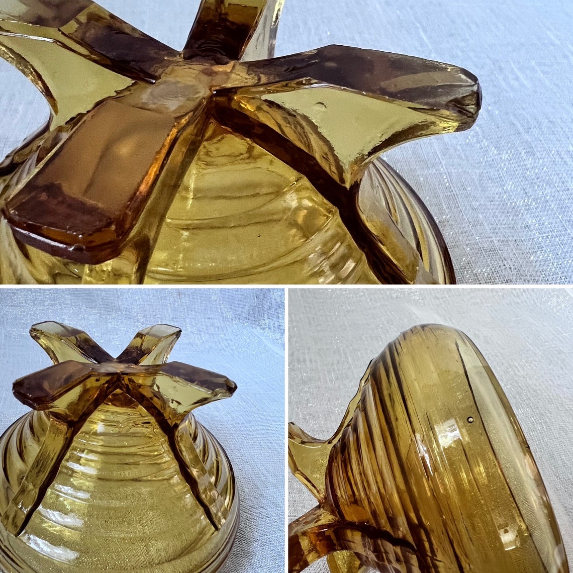 Vintage Sowerby Art Deco Glass Rose Bowl With Flower Frog Lid 1930's ...