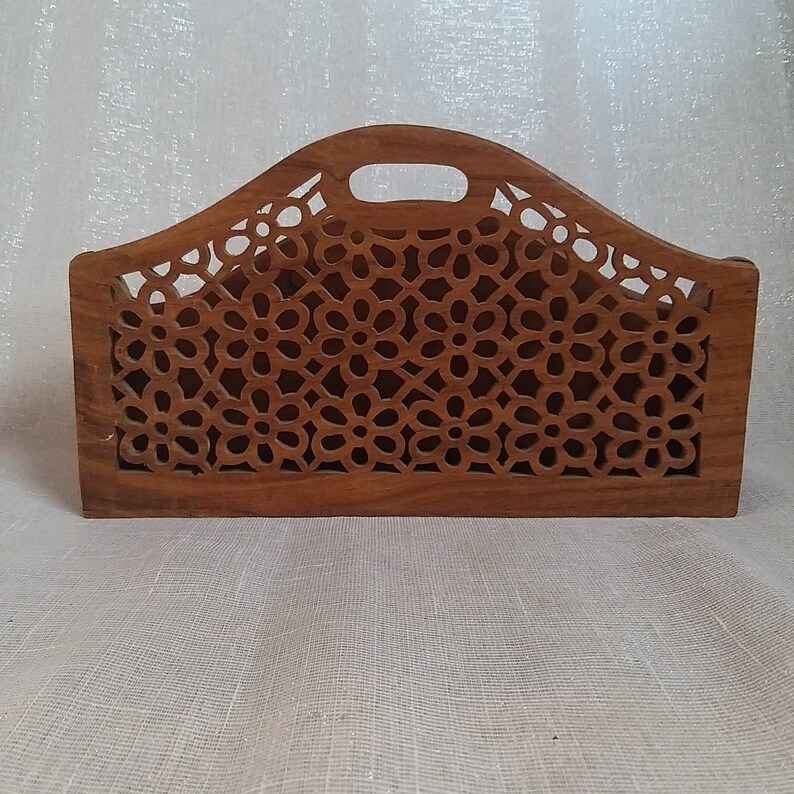 Vintage Cut Out Pattern Letter Rack Paper Holder Letter Keeper Office ...