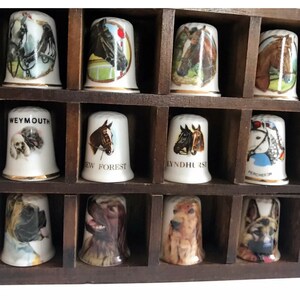 20 Vintage Decorative Sewing Thimbles in Case Display Shelf Showcase ...