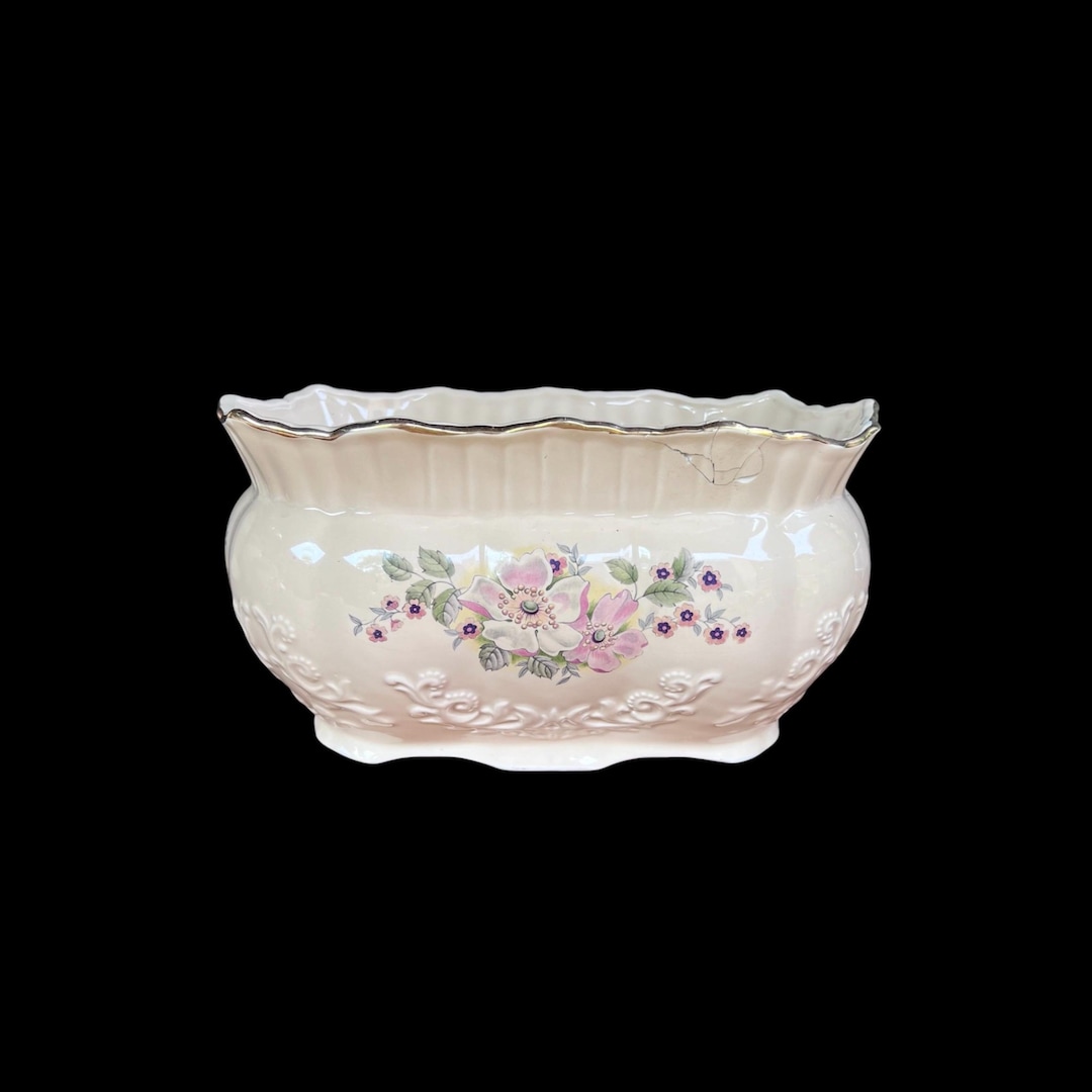 Vintage Maryleigh Pottery Staffordshire Beige Floral Rectangular Plant ...