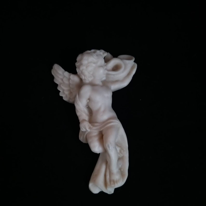 Vintage Small Ivory White Angel Cherub Playing a Horn Made in Italy ...